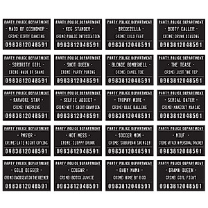 20 Funny Mugshot Signs (Black & White) - Selfie Photo Booth Prop Party Supplies for Bachelorette Party Games, Bridal Shower, Girls Night Out, Birthday, Wedding, Event Decoration Idea - Haute Soiree
