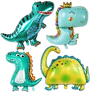 KatchOn, Huge Dinosaur Balloon Set - 38 Inch, Pack of 4 | Dino Balloons for Baby Dinosaur Party Decorations | Dinosaur foil Balloons for Dinosaur Baby Shower Decorations | Dinosaur Birthday Balloons