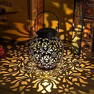 2 Pack Outdoor Solar Hanging Lantern Lights Decorative Christmas Light for Garden Patio Courtyard Lawn and Tabletop. Unique Gifts for Women Gardening.