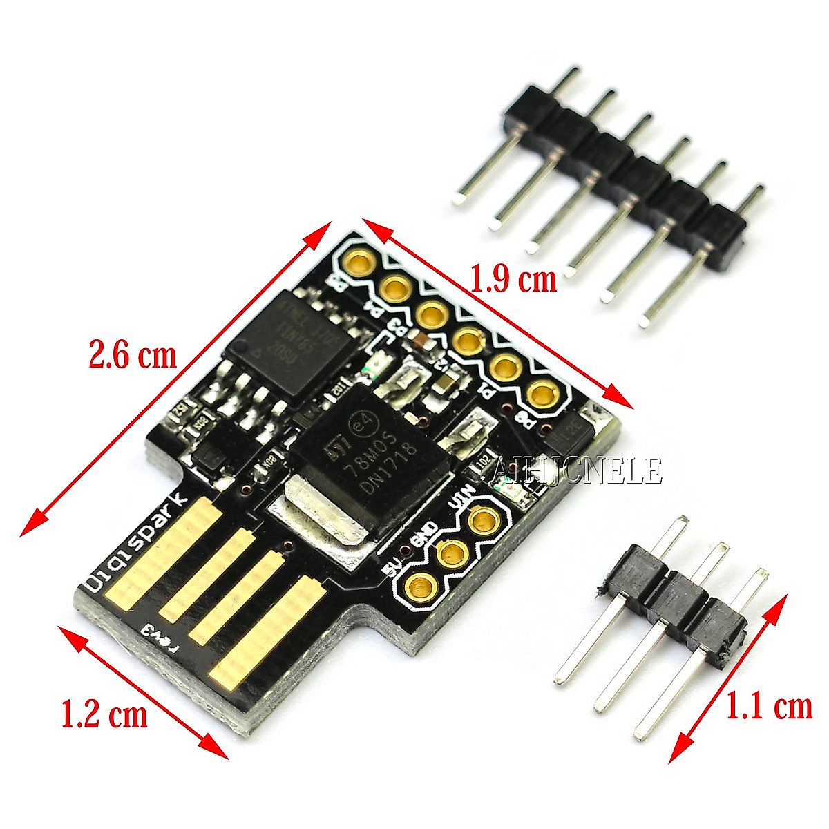 Aihjcnele Attiny85 Digispark Kickstarter USB Module Development Board Compatible IDE for Arduino General Micro USB MCU Development Module Compatible with UNO R3 PWM I2C SPI ADC I/O with Cable Wire