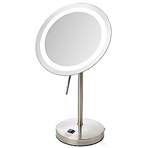 Sharper Image JRT950NL Slimline LED Lighted Tabletop 8X Magnification Mirror, Nickel