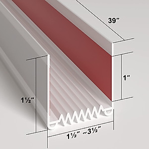Door Draft Stopper, Cuttable Weather Stripping Door Seal, Strong Adhesive Door Sweep for Exterior and Interior Doors 39” Length(White)