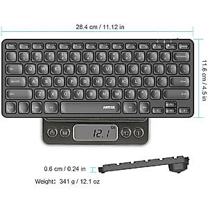 Arteck 2.4G Wireless Keyboard Ultra Slim and Compact Wireless Keyboard with Media Hotkeys for Computer/Desktop/PC/Laptop/Surface/Smart TV and Windows 10/8/ 7 Built-in Rechargeable Battery