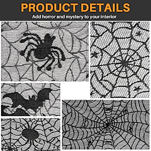 Halloween Party Decorations Indoor - Halloween Decor Set included Spider Web Fireplace Scarf Spider Web Table Runner And Cobweb Lampshade Perfect for Halloween Home Party Supplies Spider Web Decorati