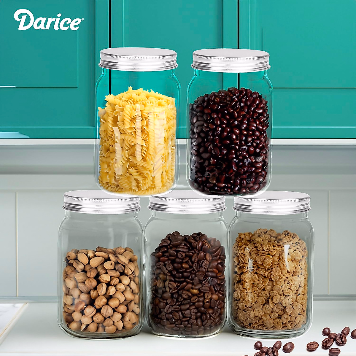 Darice 8 oz Plastic Mason Jars with Airtight Screw on Lid - Refillable Clear Plastic Jars Containers for Kitchen and Household Storage, BPA-Free Jars with Lids, Pack of 12