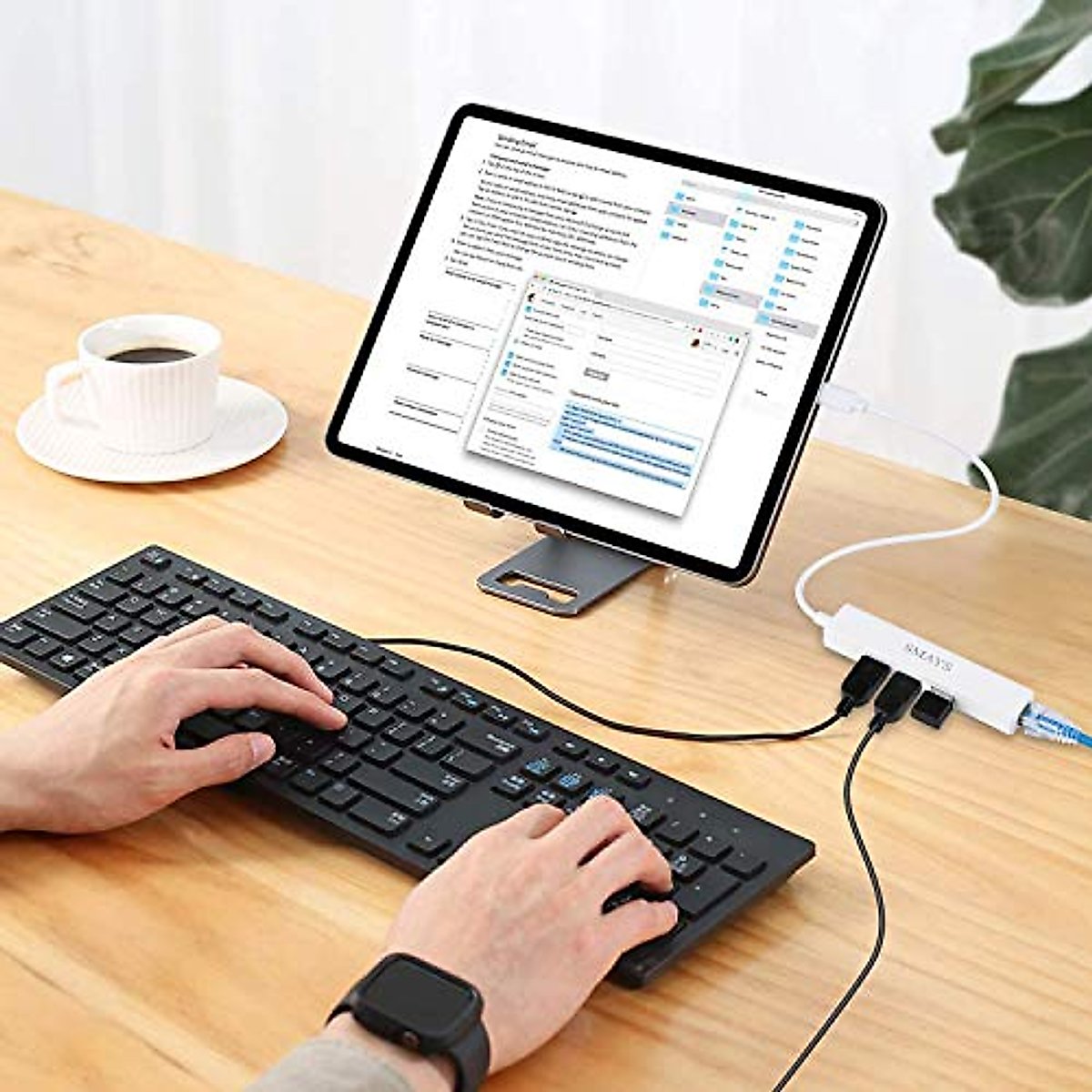 USB C OTG Hub with Ethernet Adapter Compatible for Samsung Galaxy S9 S10 S8 and MacBook (Air/Pro ) for Wired LAN Internet Connection and External Storage