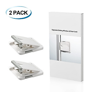 Sliding Door Lock, 2 Pack Child Safety Sliding Glass Door Lock for Sliding Glass Doors, Sliding Windows, Sliding Closet, etc. Easy to Installation Provides More Security for Your Baby and Pets