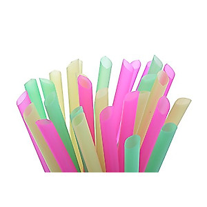 Jumbo Flexible Smoothie Plastic Straws, 100 Pcs Assorted Colors Large Bendable Disposable Milkshake Straws, Wide Bendy Boba Drinking Straws (0.47" Diameter and 8.26" long)