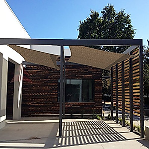 Windscreen4less Sun Shade Sail Brown 16' x 20' Rectangle Patio Permeable Fabric UV Block Outdoor Covering Canopy Perfect for Backyard, Porch, Pergola, Lawn, Garden, Pool- Customized