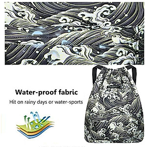 Risefit Waterproof Drawstring Bag, Drawstring Backpack, Gym Bag Sackpack Sports Backpack for Women