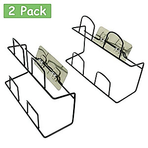 HOMOKUS Wall Mounted Hanging Shoes Rack, 2 Pack Self Adhesive Wall Mounted Shoes Holder, Black Door Shoe Hangers for Bathroom, Entrance