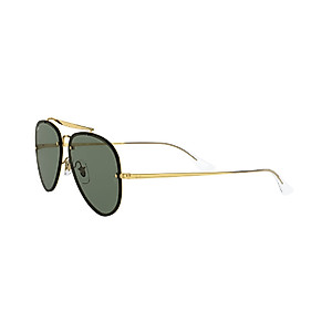 Ray-Ban RB3584N Blaze Aviator Sunglasses, Gold/Dark Green, 61 mm