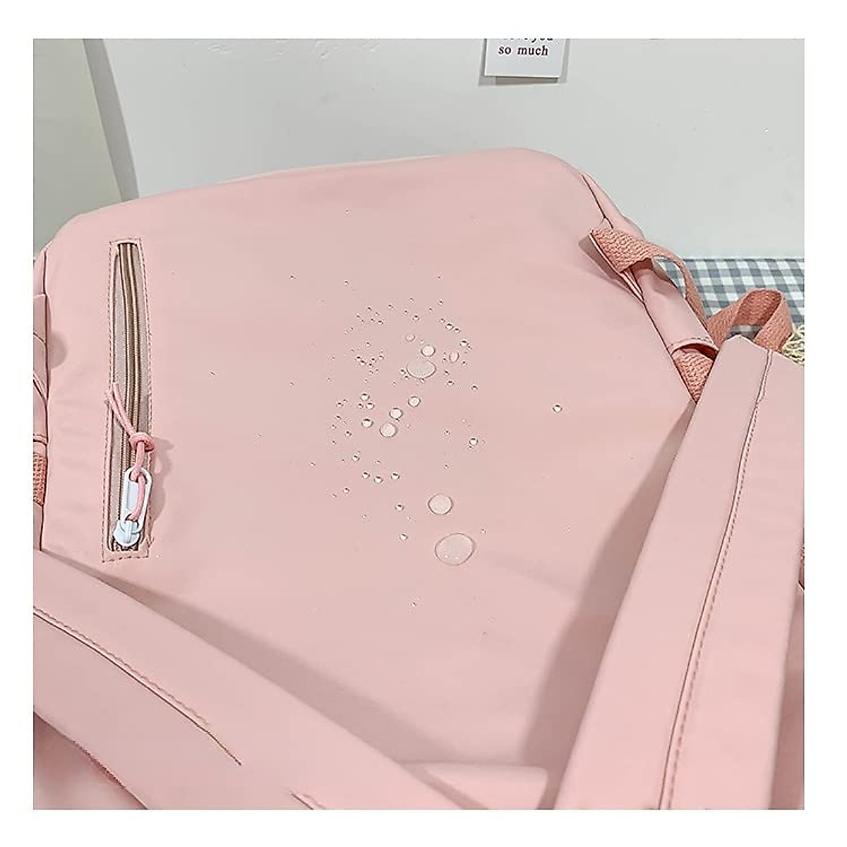 Kawaii Backpack with Pins and Pendant Accessories Cute College High School Backpack Laptop Bookbags for Teens Girls (Pink)