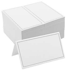 Place Cards,150 Pieces Small Table Cards with Gold Foil Border, Escort Cards, Name Cards, Wedding Place Cards for Wedding, Table, Dinner Parties, Seating Cards, 2" x 3.5" (White Silver)