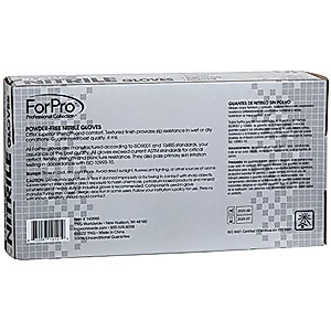ForPro Disposable Nitrile Gloves, Chemical Resistant, Powder-Free, Latex-Free, Non-Sterile, Food Safe, 4 Mil, Black, Medium, 100-Count