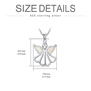 MEIDERBO Guardian Angel Necklace 925 Sterling Silver Opal Angel Wing Pendant Necklace Angel Jewelry Gifts for Women