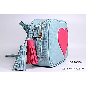 Lightweight Small Crossbody Purse Bag Leather with Tassel for Girls Women with Adjustable Straps Design in Italy (Sky Blue)