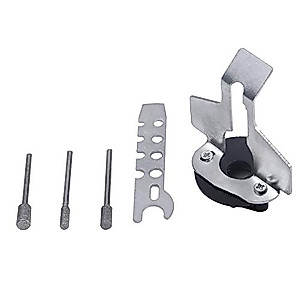 Xiaokeis Chainsaw Sharpening Attachment Kit, Chain Saw Blade Teeth Sharpener Set with Angle Guide and Diamond Burr Grinding Stone Files, Drill Power Rotary Tool Accessory Kit(5 Pcs)