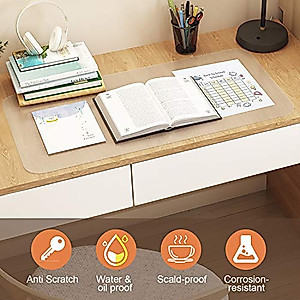 NATRKE Clear Desk Mat Pad, 32"x16"Transparent PVC Desk Protector Pad Large 1.5mm Waterproof Non-Slip Writing Desk Blotter for Desktop for Home Office