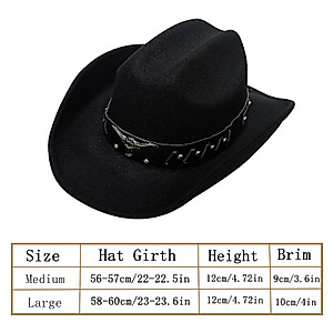 Kalerona Black Cowboy Hats for Women & Men Cowgirl Hats with Belt