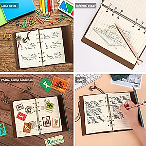 EOOUT 2pcs Leather Writing Journal, Vintage Spiral Refillable Notebook, Travel Journal for Women and Men, 5 x 7.25 Inches, 80 Sheets, 160 Pages