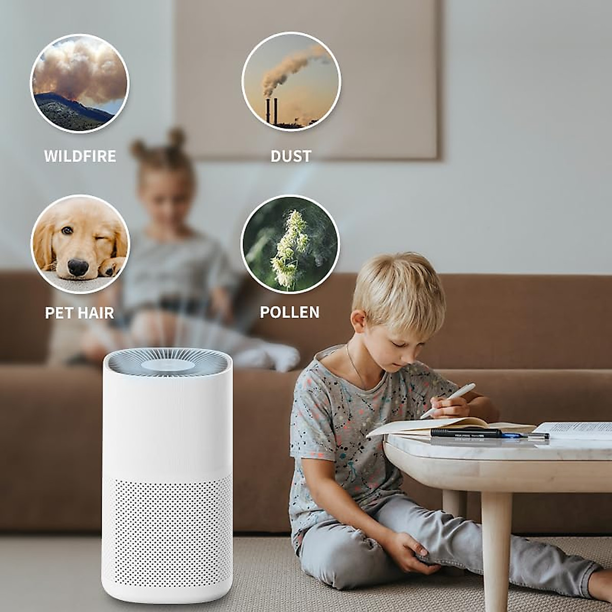 Hitekon Air Purifiers for Bedroom Home, Hepa Air Purifier Large Room Air Cleaner Up to 1782 Ft², H13 True HEPA Filters for Pets Dust Dander Pollen Smoke, Remove 99.97% Allergens