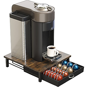 DecoBrothers Vertuo Pod Holder Drawer, 24 Large or 48 Small Nespresso Capsule Organizer, Rustic Brown