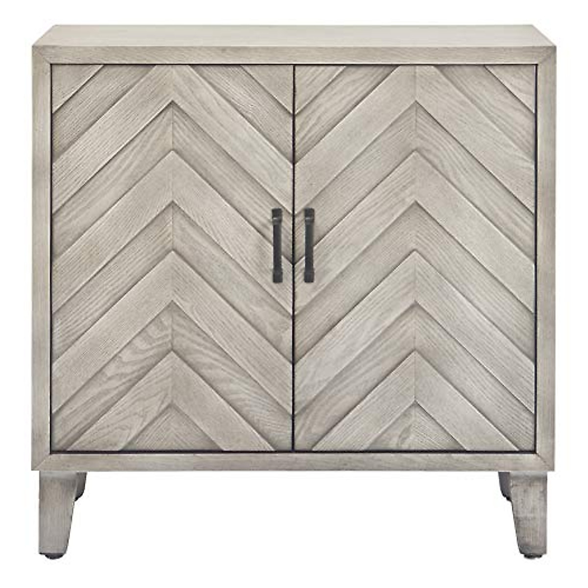 Amazon Brand – Stone & Beam Chevron Bar Cabinet, Light Gray Wood