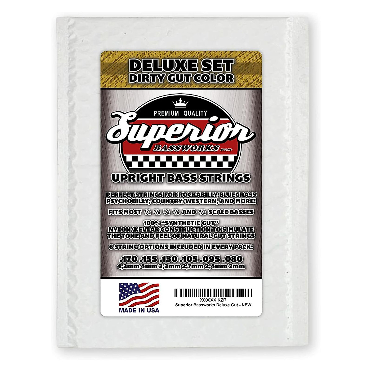 Superior Bassworks DELUXE Upright Double Bass Strings Dirty Gut Color FULL SET