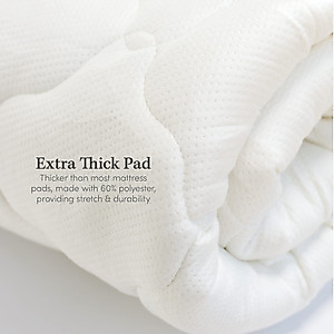 Rayon from Bamboo Extra Thick Mattress Pad with Fitted Skirt - Extra Plush Cooling Topper - Queen