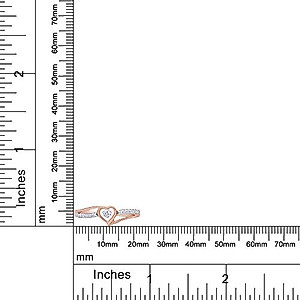 AFFY Round Cut Natural White Diamond Split Shank Heart Promise Bypass Engagement Ring In 14k Gold Over Sterling Silver (0.10 cttw, Color- I-J, Clarity- I2-I3) Gift For Her