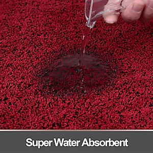 ITSOFT 2pc Non-Slip Kitchen Dirt Trapper Rug Runner Set, Absorbent Shoe Scraper, Machine Washable (59" x 17.5" + 29.5" x 17.5") (Red & Black)