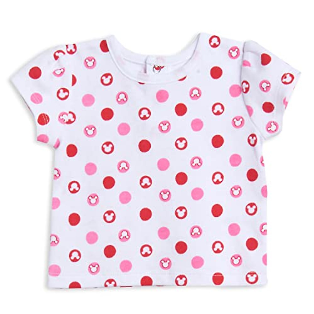 Disney Minnie Mouse Infant Baby Girls French Terry Short Overalls T-Shirt and Headband 3 Piece Outfit Set Red 18 Months