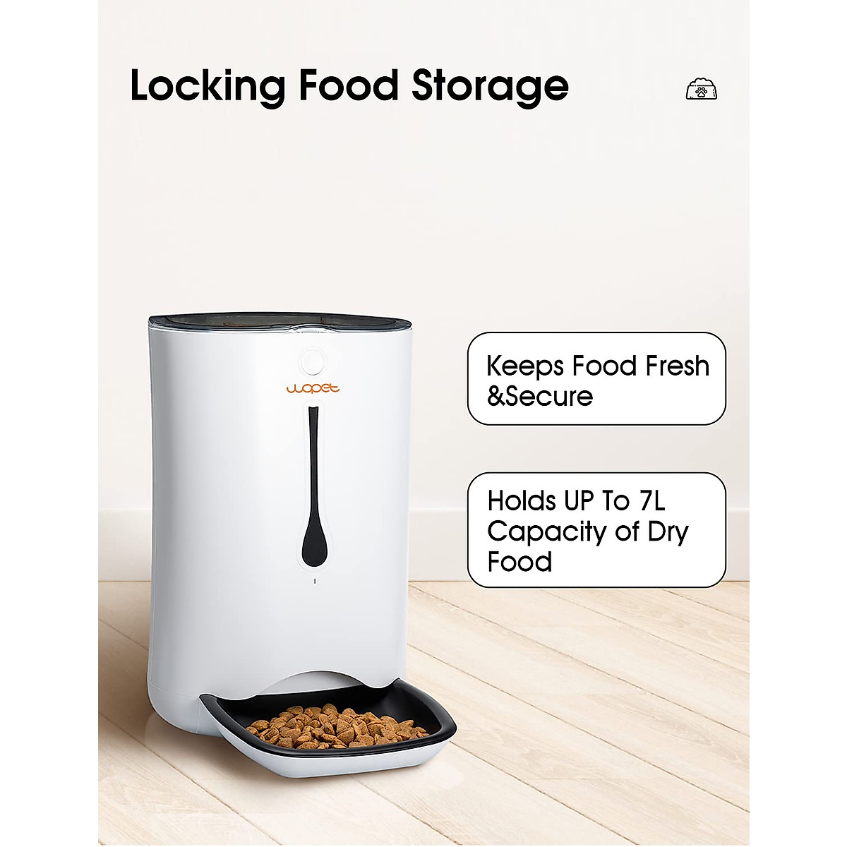 WOPET Automatic Pet Feeder Food Dispenser for Cats and Dogs–Features: Distribution Alarms,Portion Control,Voice Recorder, & Programmable Timer for up to 4 Meals per Day
