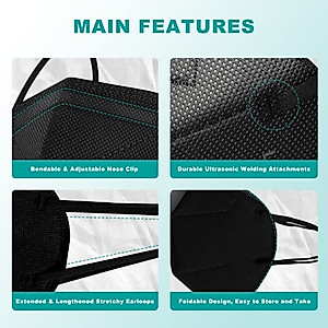 30PCS KN95 Disposable Face Masks, Black KN95 Mask for Adult Men Women, 5-Ply Breathable Cup Dust Safety Mask, Comfortable Protection Masks for Indoor Outdoor Daily Use