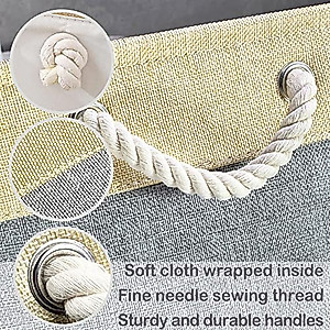 Cube Storage Organizer Bins 13x13 Fabric Storage Cube Bins for Shelves Toys Towel Books, Collapsible Storage Baskets with Cotton Handles for Closet, Clothes, Grey