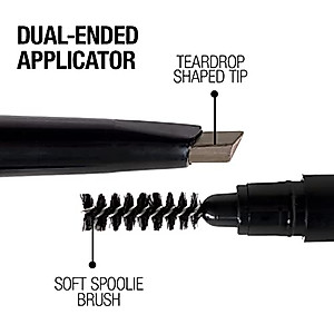 Palladio Brow Definer Retractable Pencil, Triangular Tip Fills Brows for a Natural Look, Tame and Shape Eyebrows with Spoolie Brush, Eyebrow Shaper, Buildable Light to Dark Colors, (Taupe)