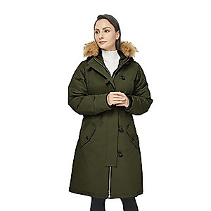 WenVen Women's Winter Hooded Waterproof Parka Jacket Long Coat (Army green, XL)