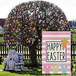 Happy Easter Bunny Garden Flag Double Sided Vertical Burlap 12×18 Inch Rabbit Outdoor Yard Farmhouse Decor DF020