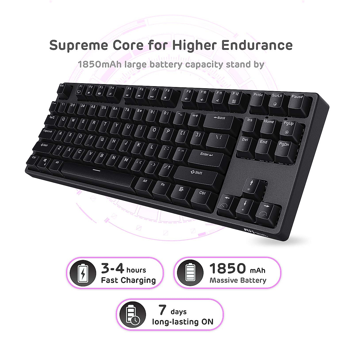 RK ROYAL KLUDGE RK87 Sink87G RGB Wireless TKL Mechanical Gaming Keyboard, 87 Keys No Numpad Tenkeyless Compact 2.4G Wireless Keyboard with Tactile Brown Switches, Exceptional Macro Settings