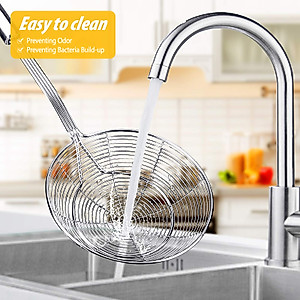 Pack of 2 Large Spider Strainer, Stainless Steel Skimmer Basket,Kitchen Ladle Strainers,Mesh Spoons with Long Handle, Cooking Tools for Frying, Boiling Noodles, Dumplings, Pasta