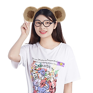 Hmxpls Bear Ears Headband Costume, Cute Animal Ears Headband for Party Cosplay Makeup Washing Face Costume (Brown)