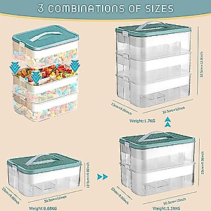 Cube Storage Organizer Bins for Lego Plastic Kids Child Toy Containers with Bricks Baseplate Lids Craft Box 3 Layers Stackable Adjustable Compartments for Building Blocks Puzzle Board Game Chest Book Case