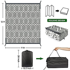 fifame Outdoor Camping Rug Patios Clearance Plastic Straw Weatherproof Reversible Mats, Large Floor Mat for RV, Backyard, Deck, Picnic, Beach, Trailer, Camping