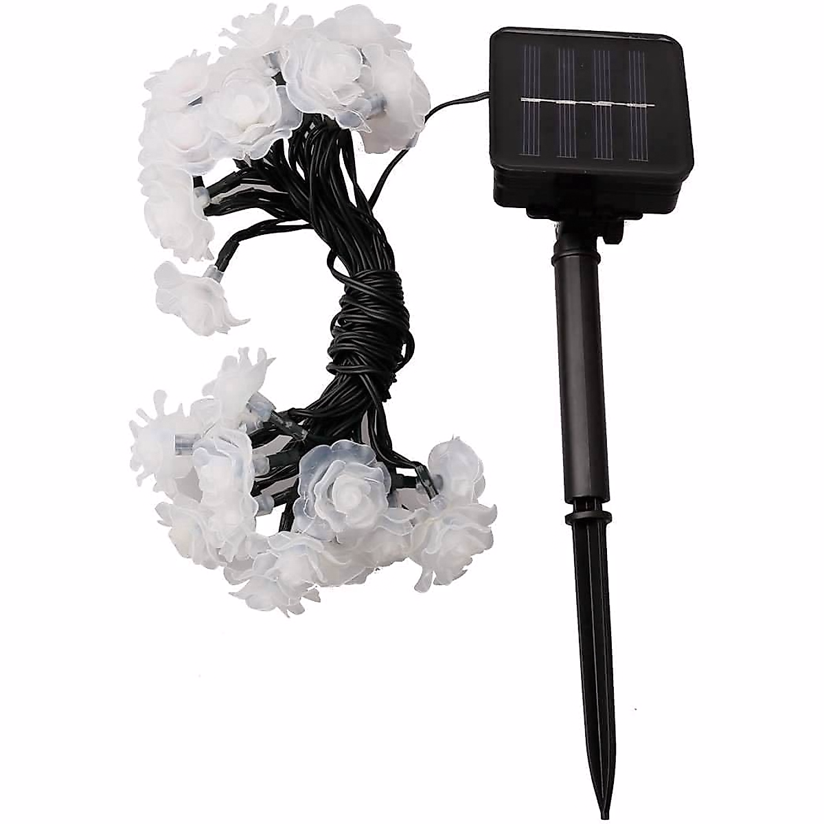 WONFAST Solar Flower String Lights, Waterproof 20FT 30LED Rose Flower 8Mode Solar Starry Ambiance Lighting Fairy String Lights for Gardens Path Home Wedding Party Christmas Decor (Red)