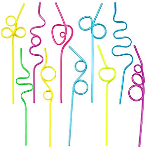VOKOY 20pcs Crazy Loop Straws, Colorful Reusable Drinking Straws Funny Straws for Kids, Birthday Party, Parties, Carnivals
