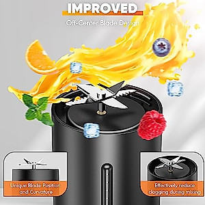 Portable Blender, Owaylon Personal Size Blender for Shakes and Smoothies with 6 Ultra Sharp Blades, 16 Oz Mini Blender USB Magnetic Rechargeable and BPA Free for Travel/Picnic/Office/Gym (Black)