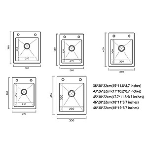 BybAgs Faucets Sink, Stainless Steel Dish Sink, Balcony Small Single Bowl Sink, Copper Hot and Cold Single Hole Faucet/a/45 * 30 * 22Cm