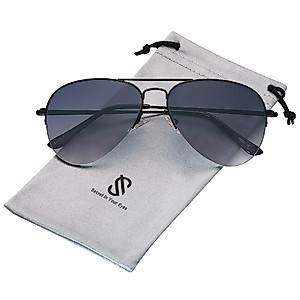 SOJOS Men's Women's Sunglasses, Classic Semi Metal Frame SJ1106 with Black Frame/Gradient Grey Lens
