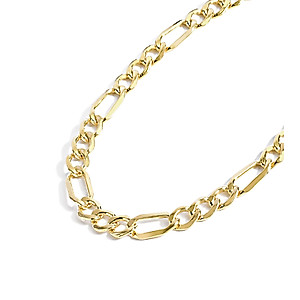 Jewelry Atelier Gold Chain Necklace Collection - 14K Solid Yellow Gold Filled Figaro Chain Necklaces for Women and Men with Different Sizes (2.8mm, 3.7mm, 4.7mm, 5.6mm)